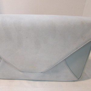 Mezzi | Bags | Mezzi Baby Blue Suede And Pebble Leather Clutch | Poshmark